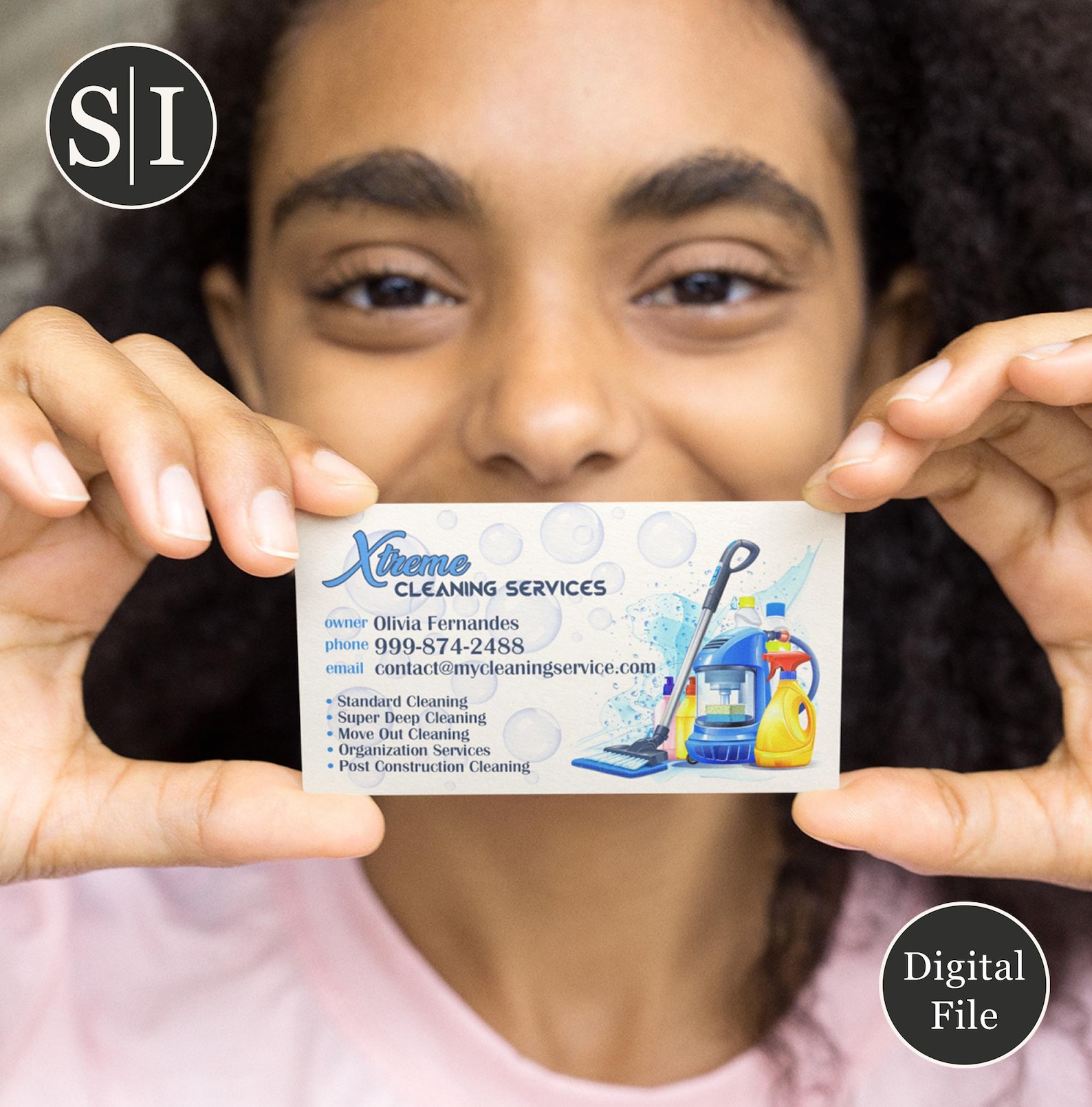 Cleaning Services Business Card | House & Office Cleaning Design ...