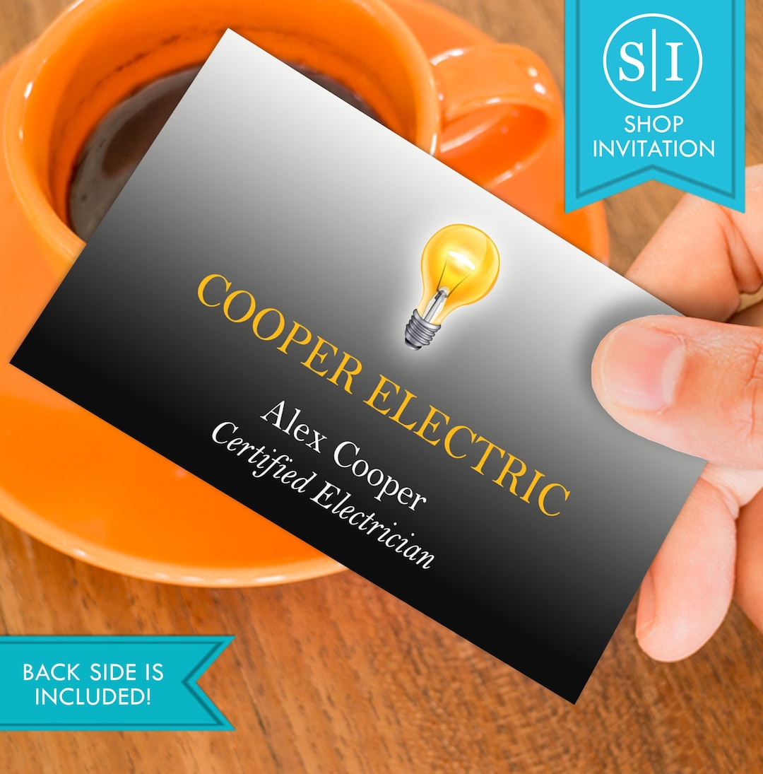 Custom Electrician Handyman Business Card Electric Bulb Light ...