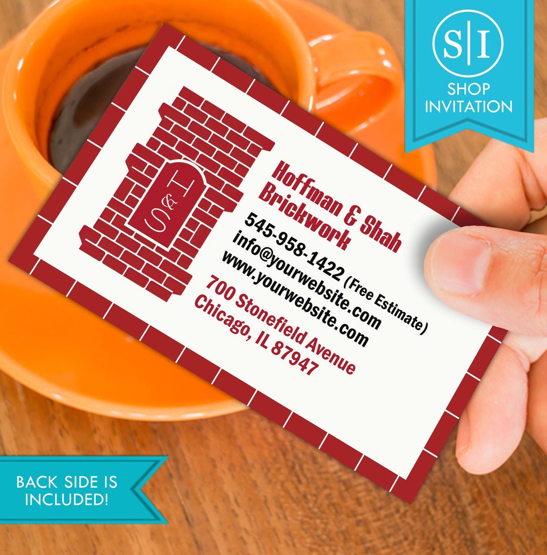 Masonry Business Card | Mason, Handyman, Remodeling, Bricks, Stone ...