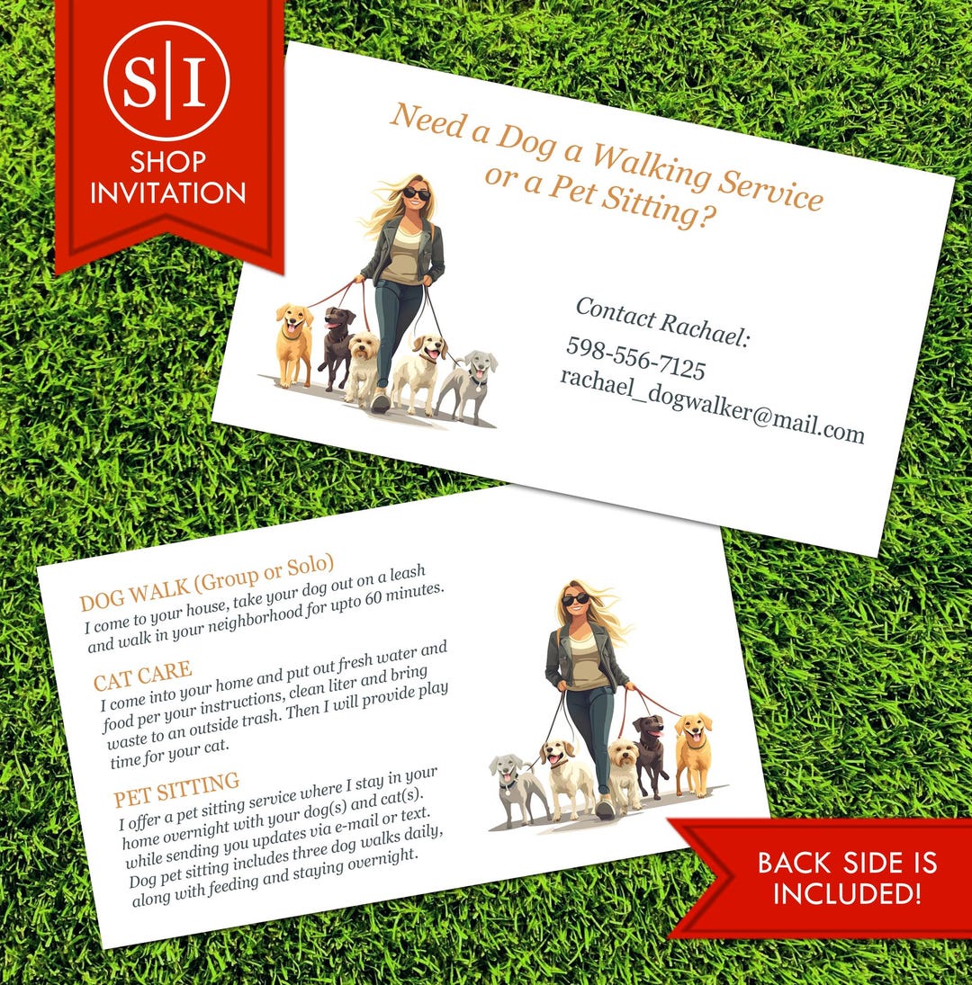 Dog Walking Service Business Card | Pet Sitting Boarding Dog Cat ...