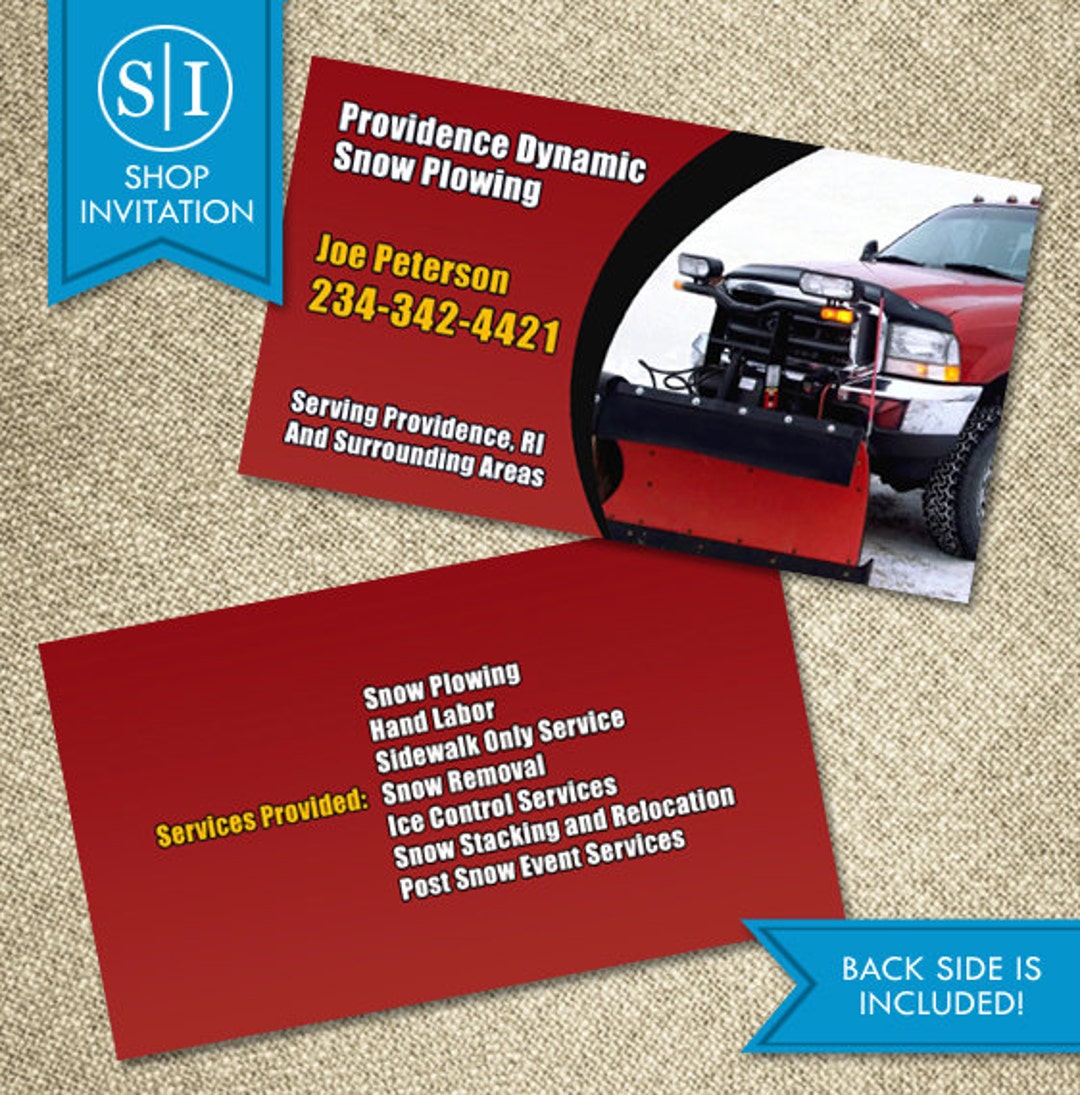 Custom Snow Removal Business Card Winter Snow Plowing Digital Download ...