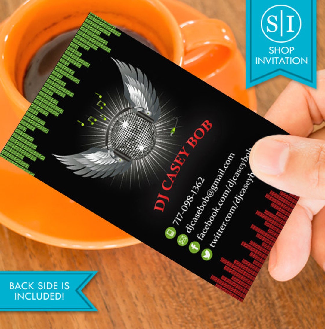 DJ Disc Jockey Business Card | Music Nightclub Lights Design | Digital ...