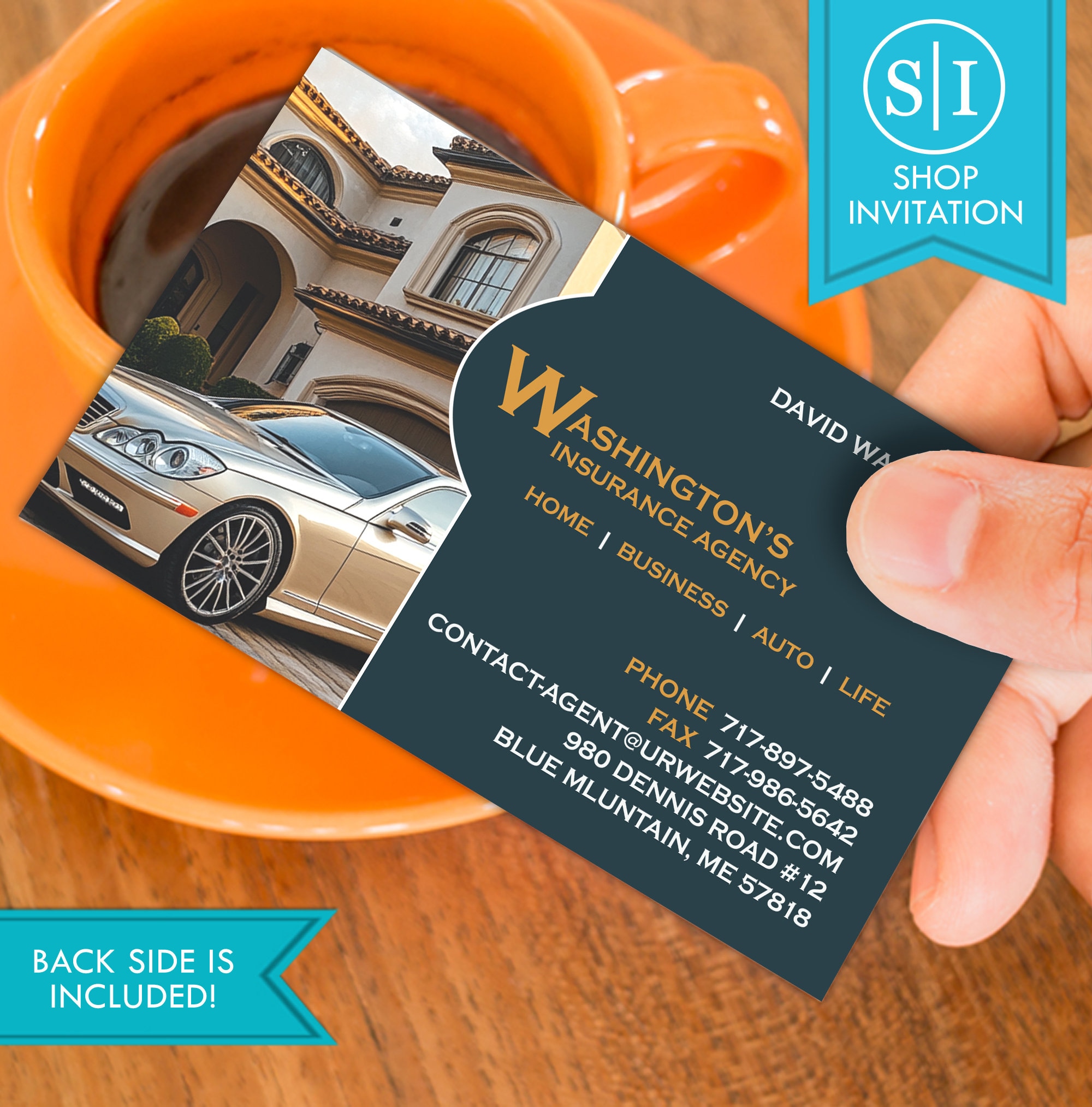 Insurance Agency Business Card | House Car Insurance Agent Real Estate ...