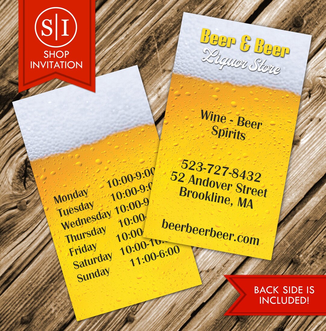 Beer Background Business Card | Liquor Store Drinks Craft Wine Spirit ...