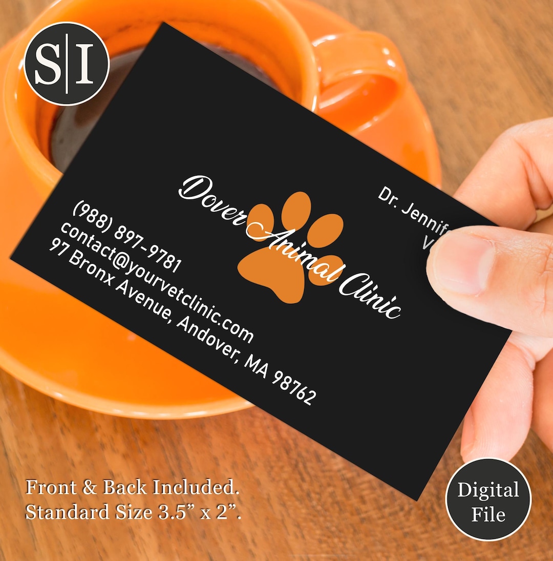 Veterinarian & Animal Care Business Card | Vet Clinic, Mobile Vet and ...