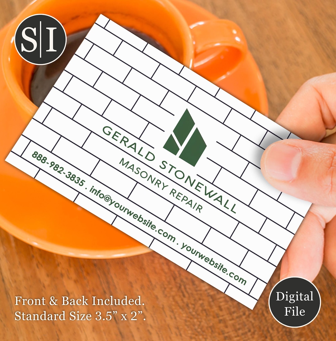 Masonry Business Card | Brick & Stone Handyman Contractor Design ...