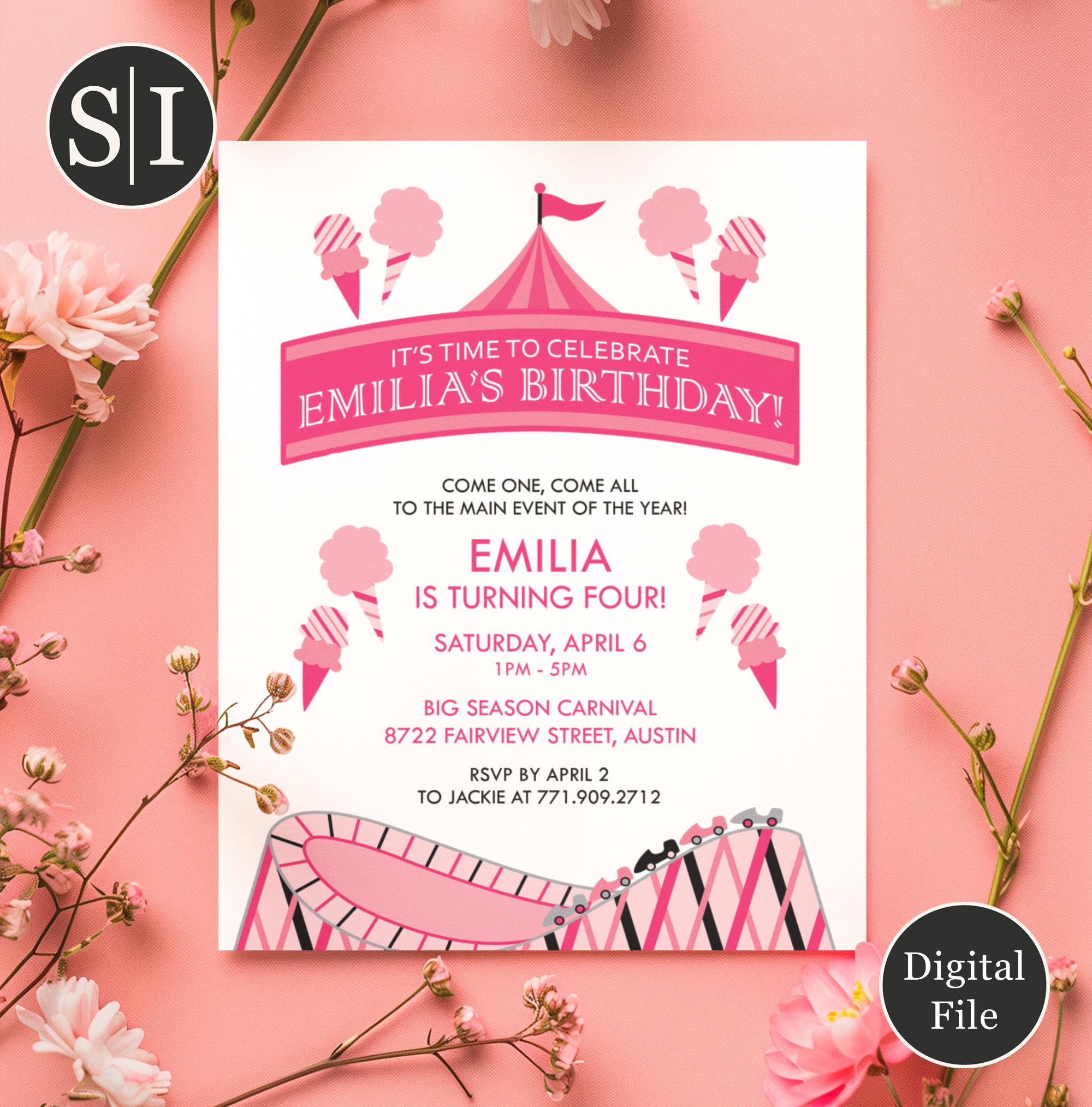 Carnival Birthday Invitation | Circus Birthday Party Invite | Theme ...