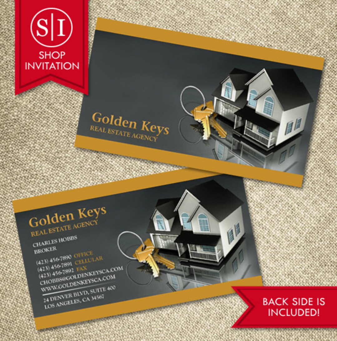 Real Estate Realtor House Keys Elegant Business Card DIGITAL ONLY - Etsy