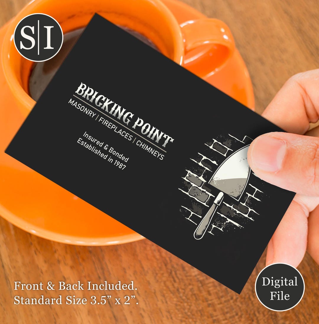 Masonry Business Card | Brick & Stone Construction Design for Masons ...