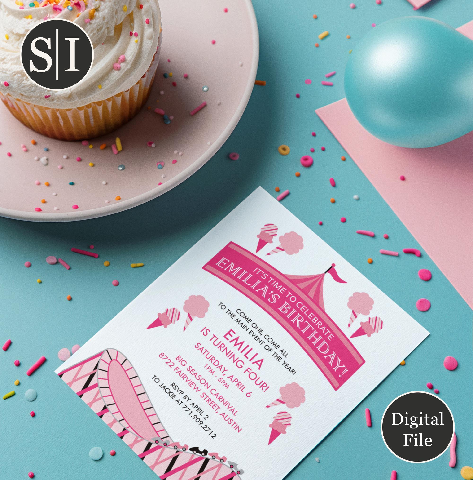 Carnival Birthday Invitation | Circus Birthday Party Invite | Theme ...