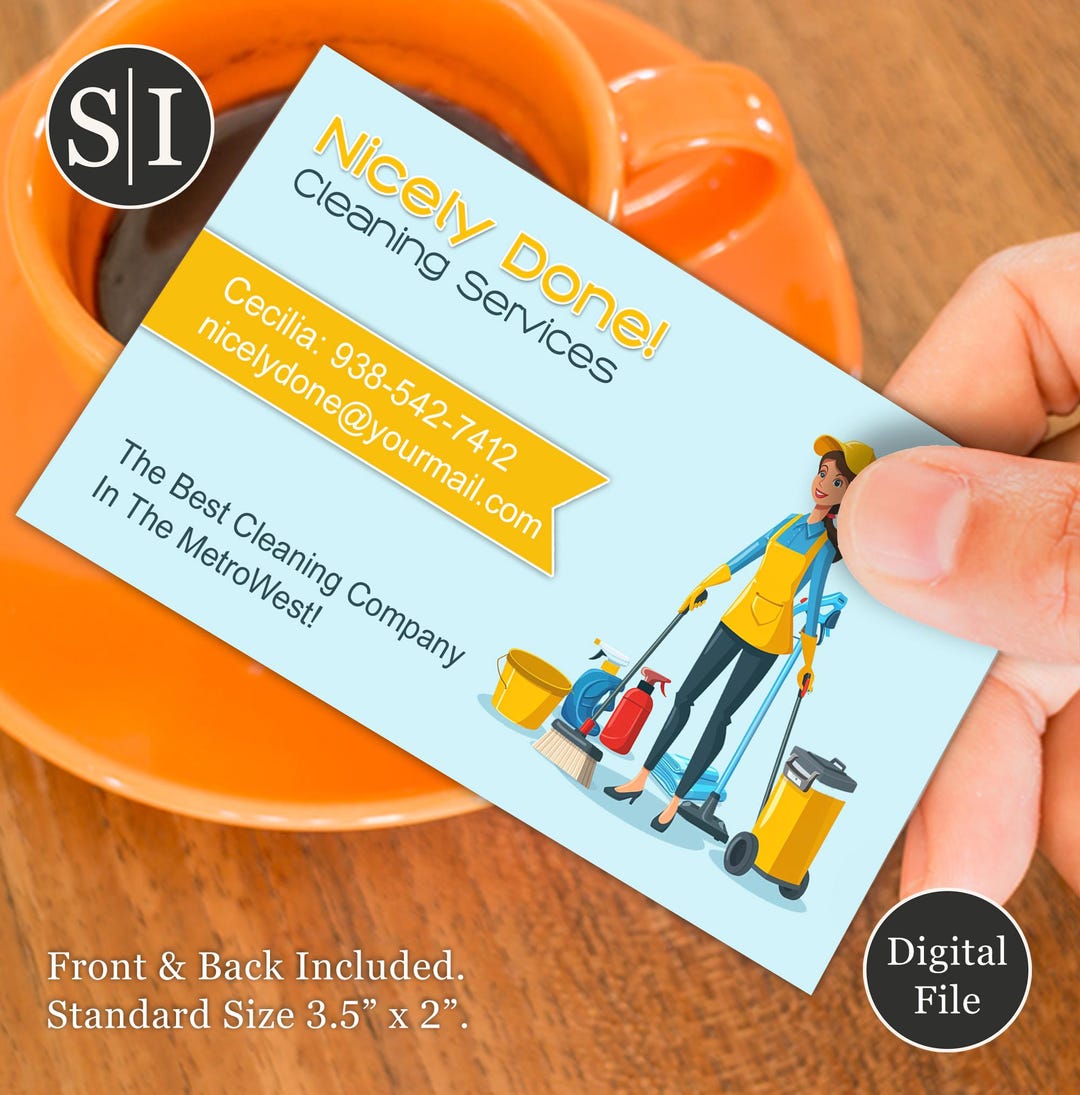 Cleaning Services Business Card | House-&-office Cleaning Design ...