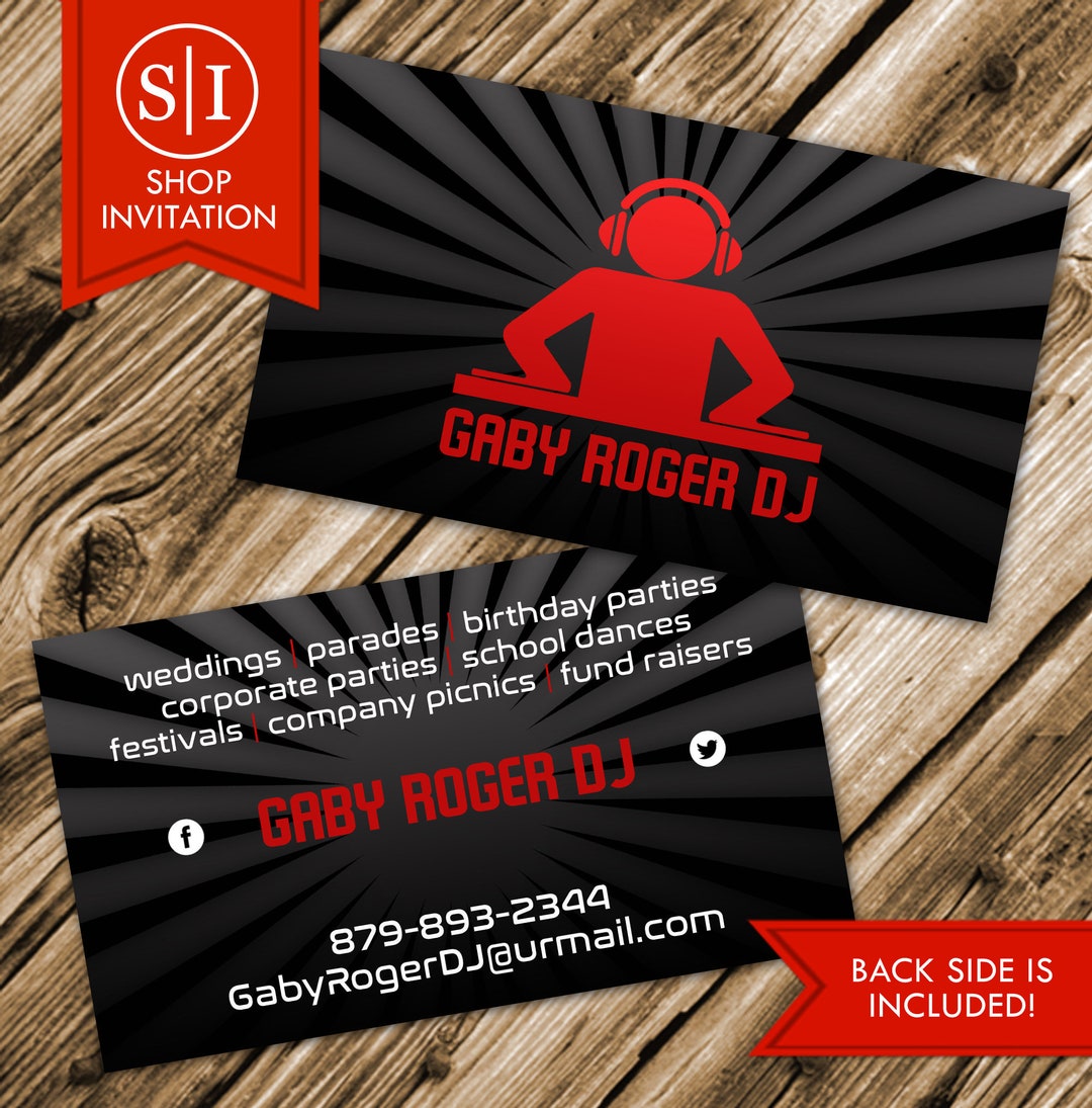 Custom DJ Disc Jockey Business Card Music Nightclub Party Event Dancing ...