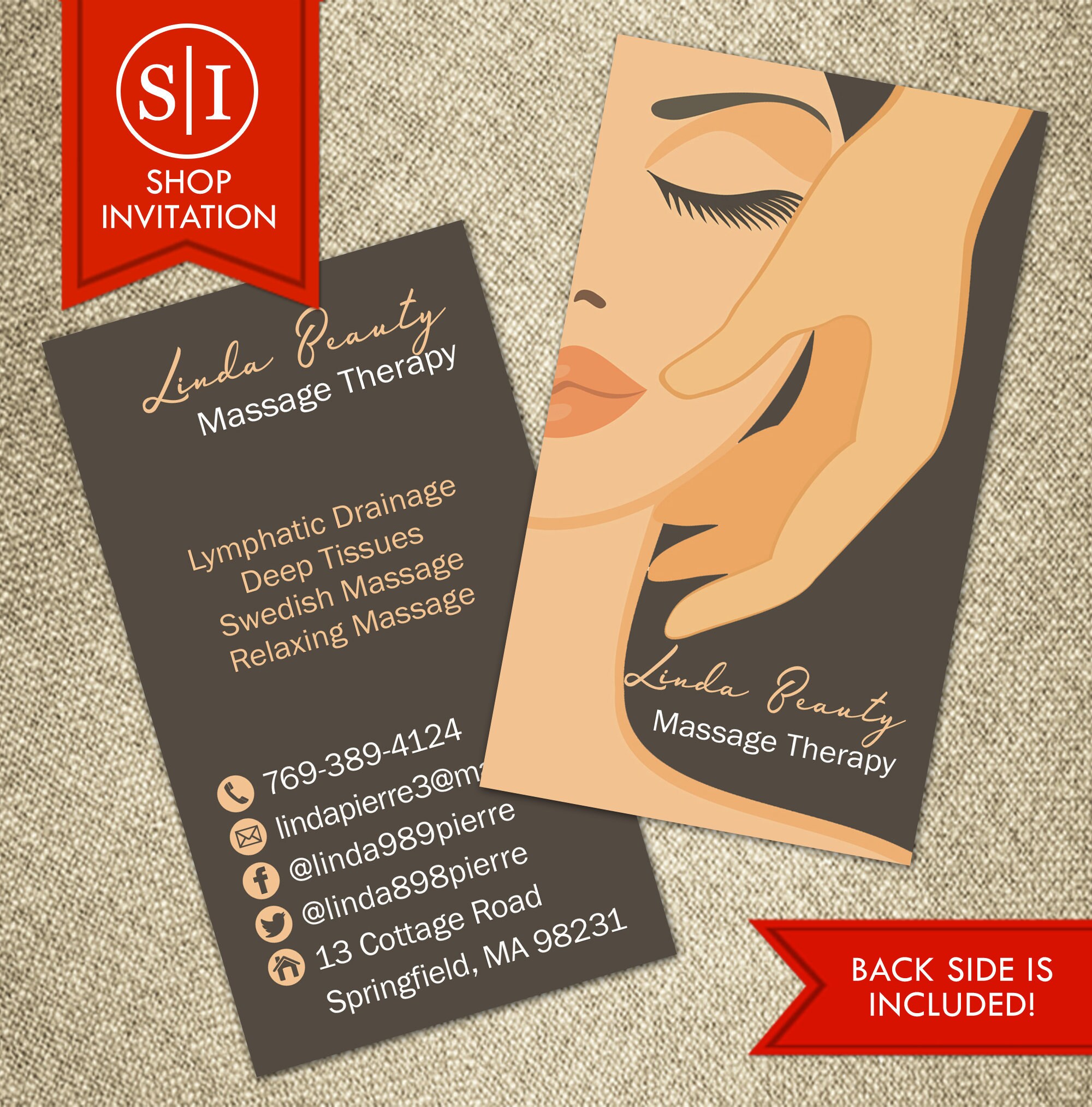 Creative Massage Therapy Business Cards