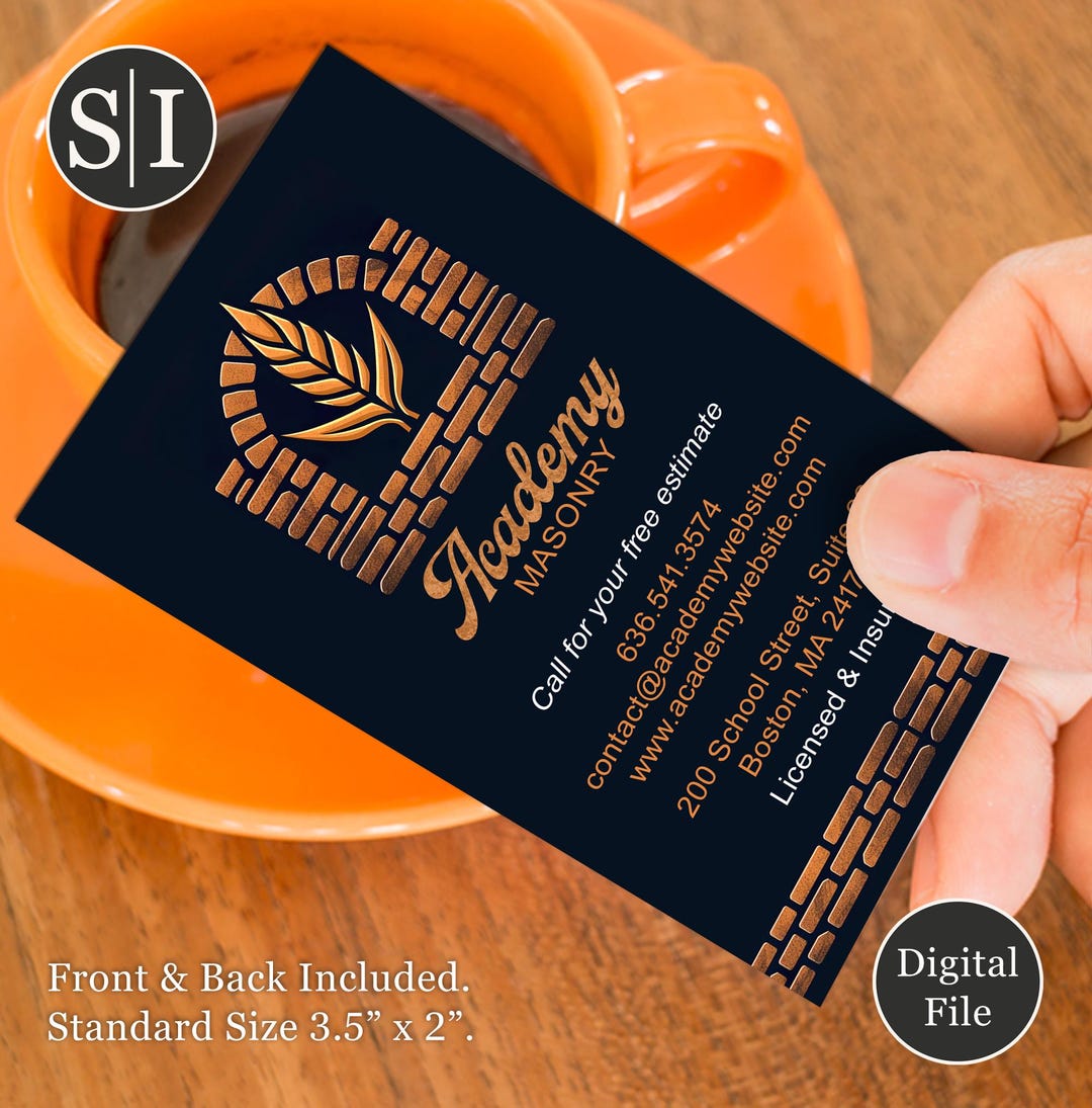 Masonry Business Card | Brick & Stone Contractor Design for Masons and ...