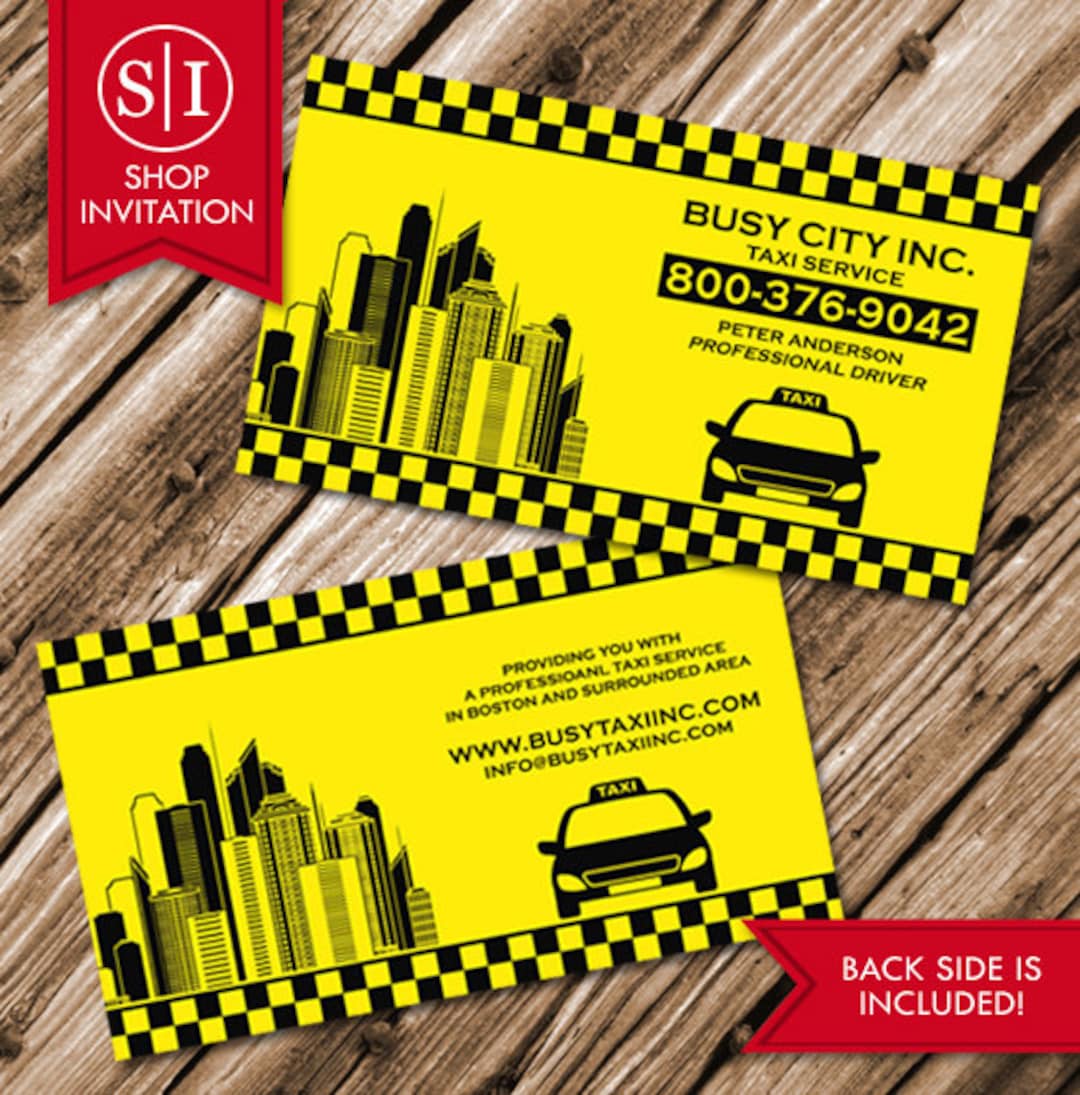 Custom Taxi Cab Driver Chauffeur Business Card Digital Download - Etsy