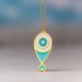 Evil Eye Fish Necklace Enamel Mothers Day Gift Pisces Zodiac - Etsy