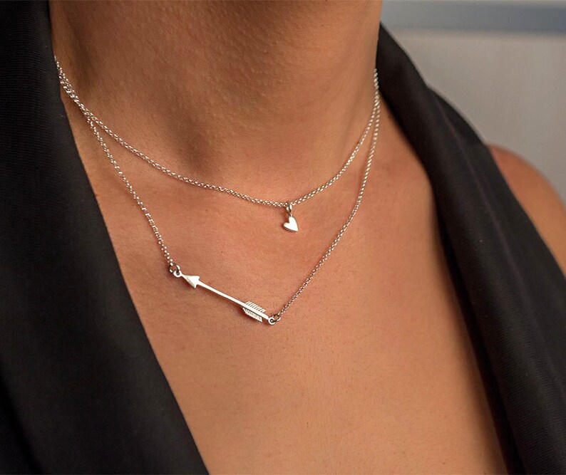 Arrow Necklace Sterling Silver / Archer Necklace / Layering Necklace ...