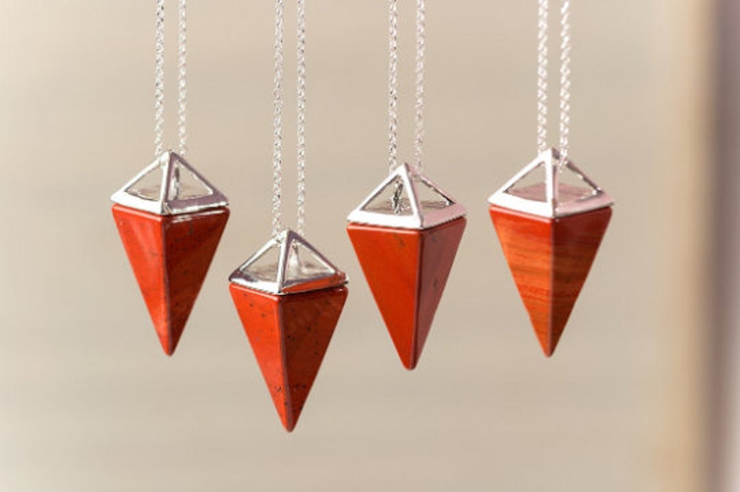 Red Jasper Point Necklace / Red Brown Triangle Necklace / Pyramid ...