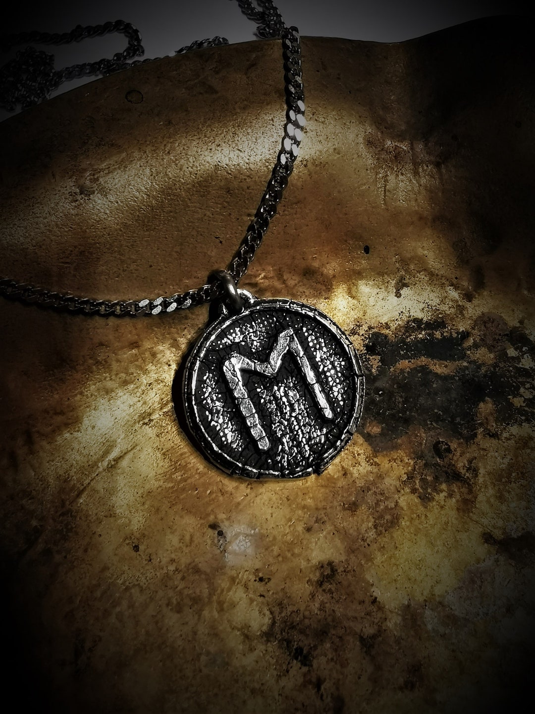 Ehwaz Rune Pendant With Cracked Antique Finish - Etsy