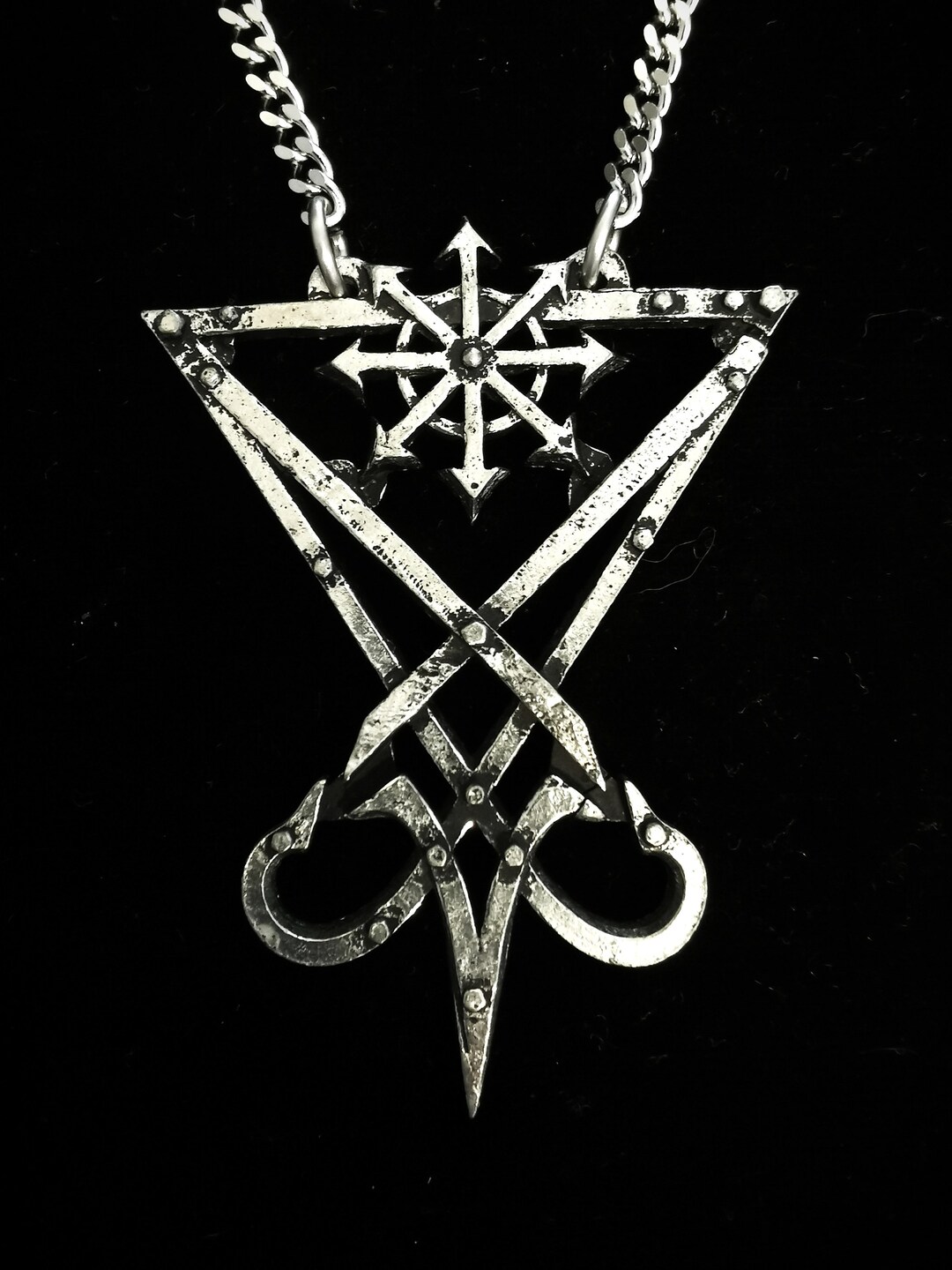 Lucifer Seal Pendant With Chaos Star Ornament and Antique Finish - Etsy