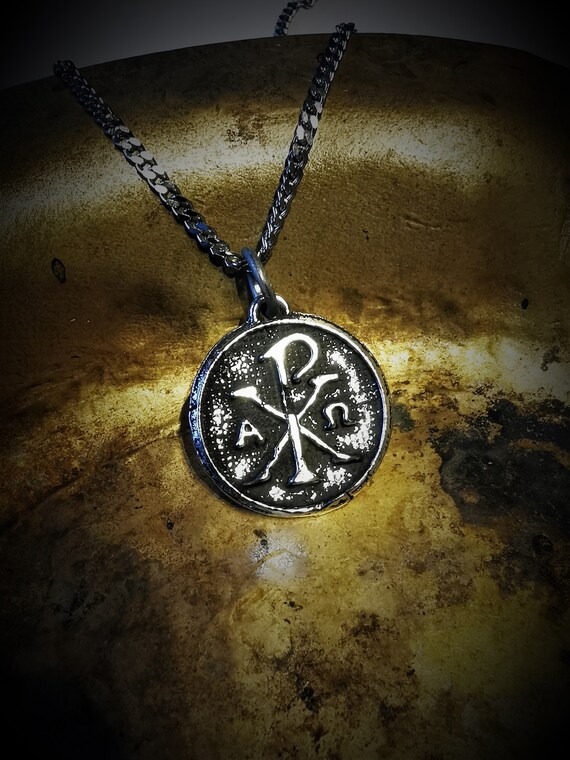 Chi Rho pendant with antique finish | Etsy