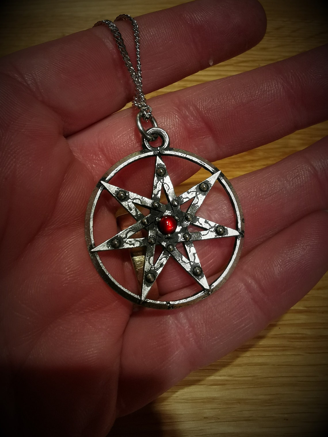 Heptagram Aka Septagram With a Gemstone of Your Choice aka - Etsy