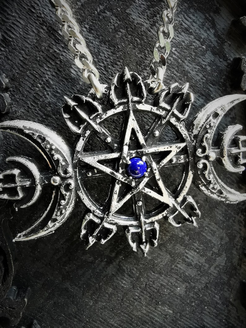 Seal sigil of Hecate & Poseidon pendant triple moon necklace | Etsy