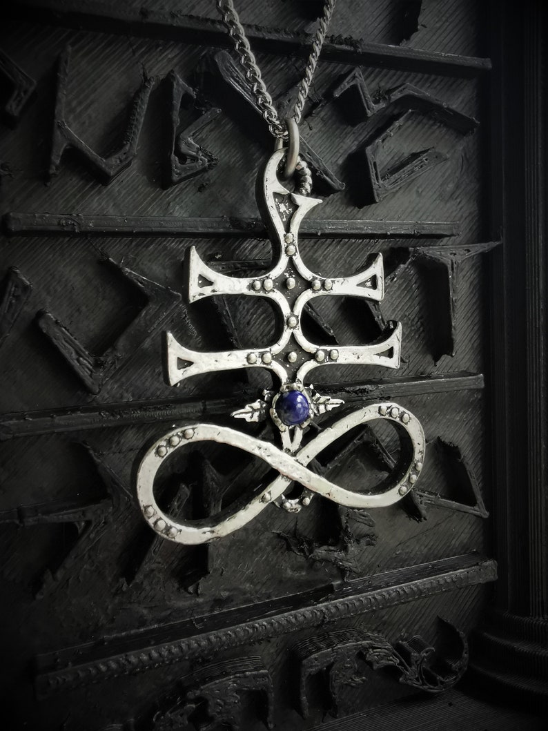 Leviathan Cross Necklace With Custom Gemstone (aka Satanic Cross, Aka ...