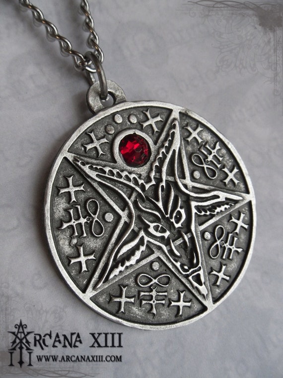 Large Baphomet necklace with satanic crosses | Etsy