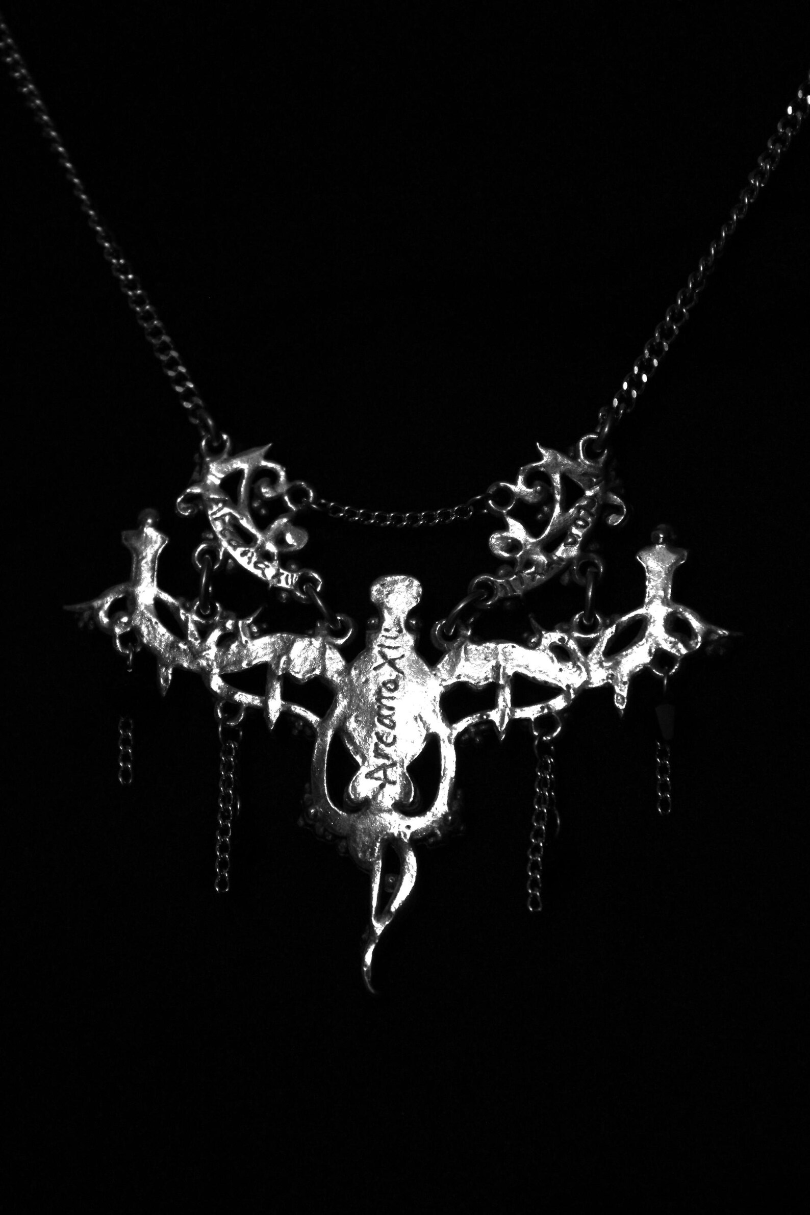 Lady of the Rags, Gothic Vampire Pendant With Skull and Custom Gemstone ...