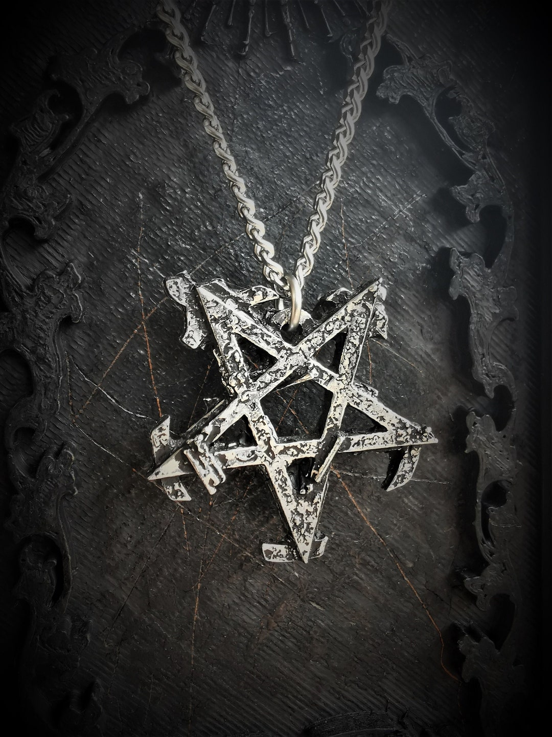 Inverted Pentagram Necklace With Extremely Antique Finish - Etsy