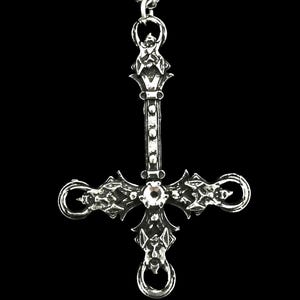 Blasphemet Gothic Inverted Cross Necklace With Swarovski Crystal - Etsy