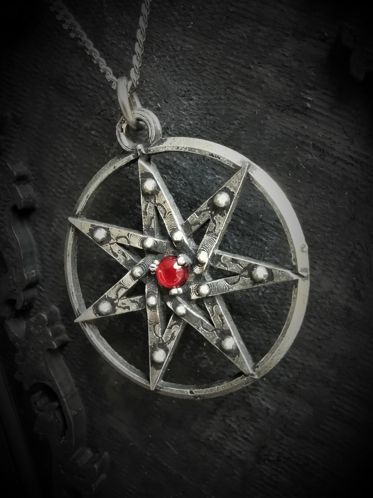 Heptagram Aka Septagram With a Gemstone of Your Choice aka - Etsy