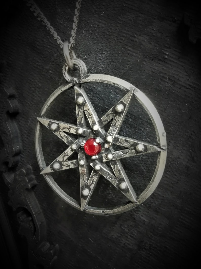 Heptagram Aka Septagram With a Gemstone of Your Choice aka - Etsy