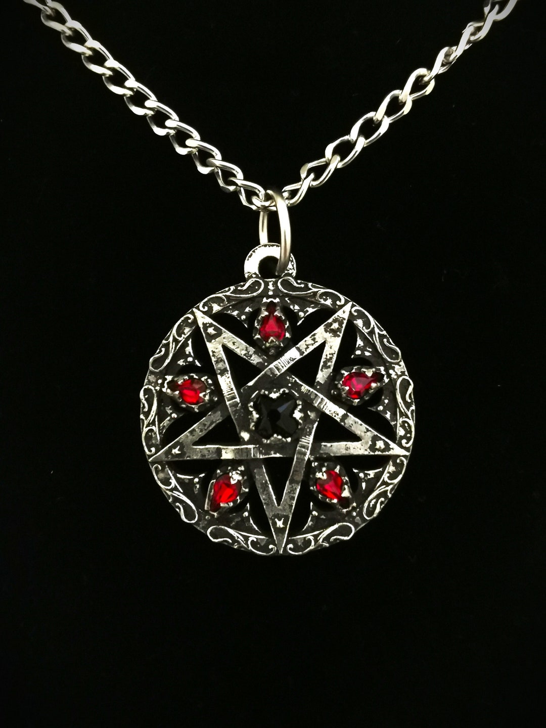 Inverted Pentagram Necklace With Swarovski Crystals - Etsy