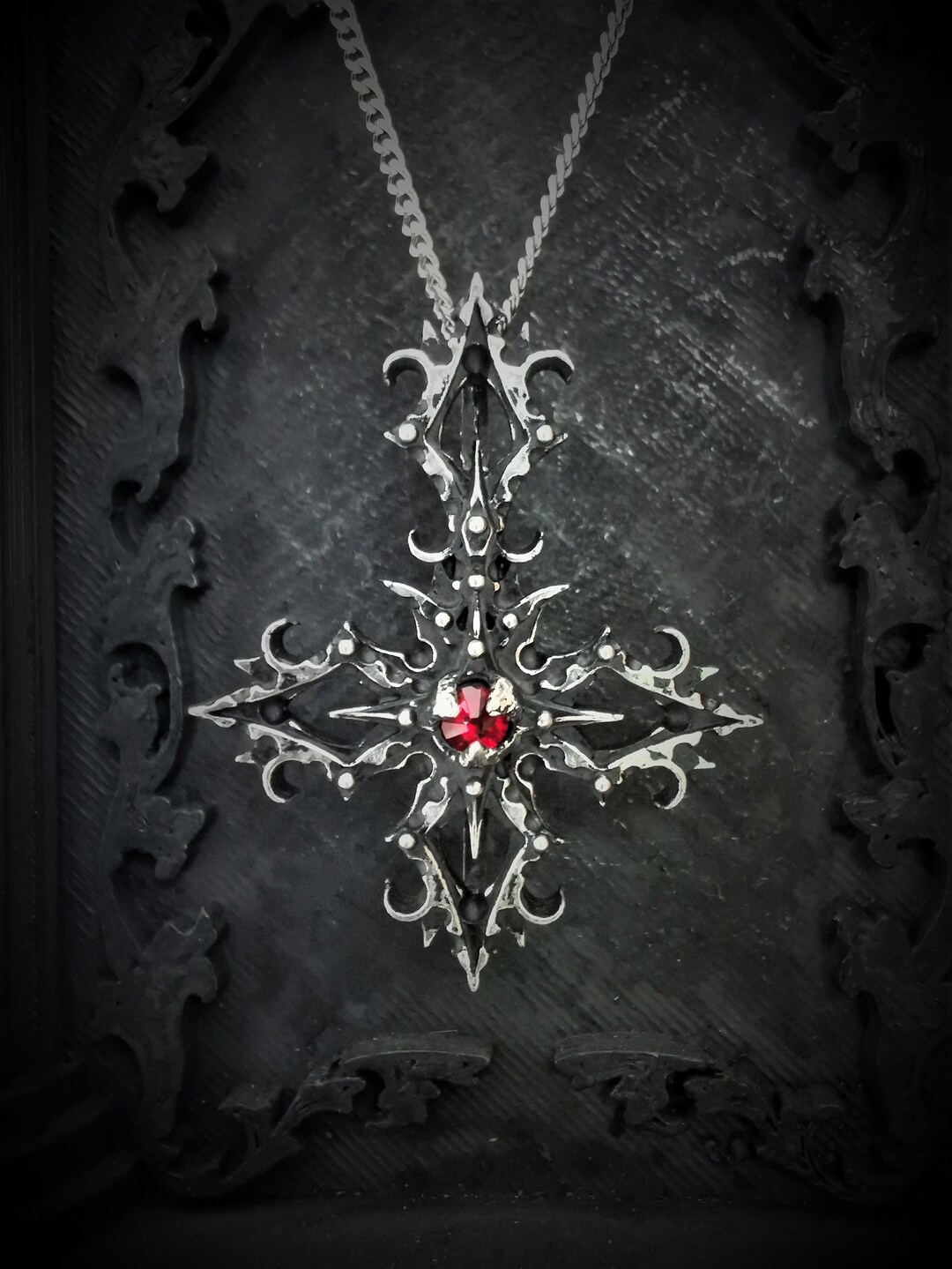 Gothic Inverted Cross Necklace With Swarovski Crystal, Salema's Cross ...