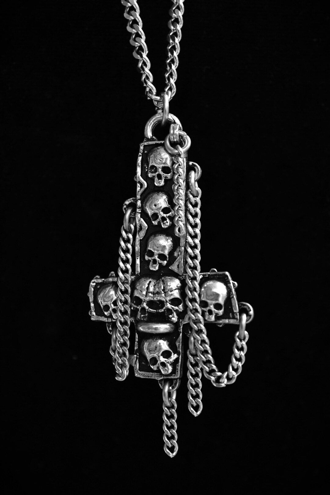 Crypt of Dysmorphia Inverted Cross Necklace With Skulls - Etsy