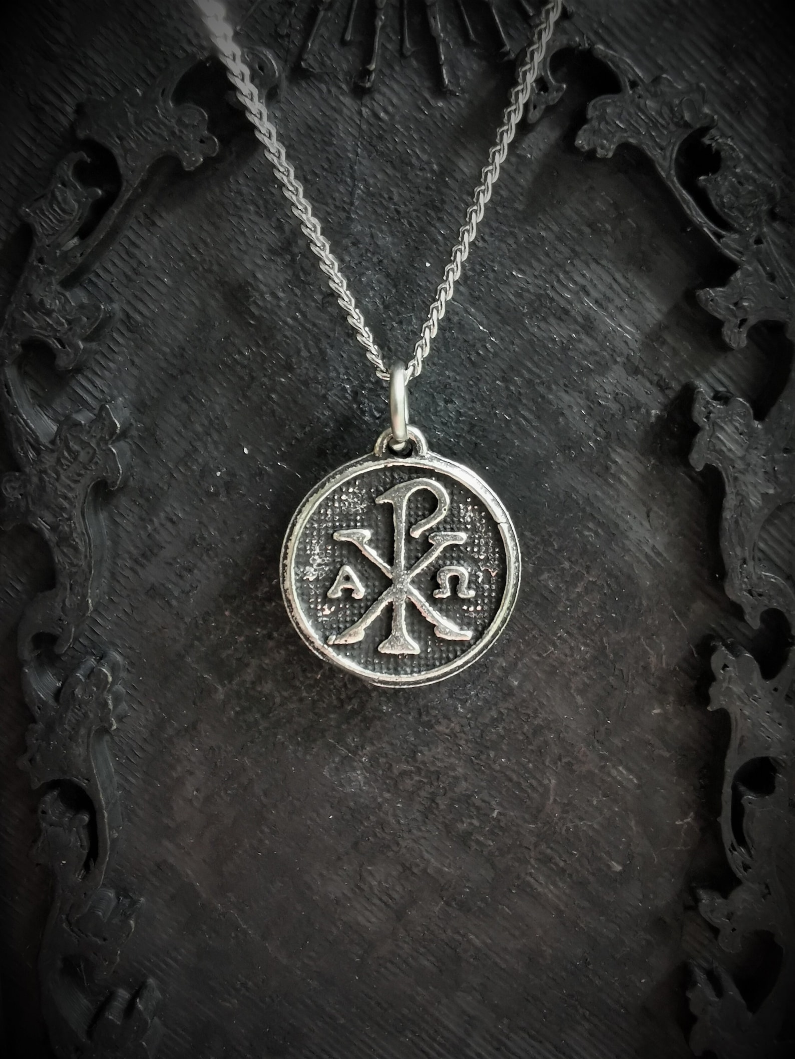Chi Rho Pendant With Antique Finish - Etsy