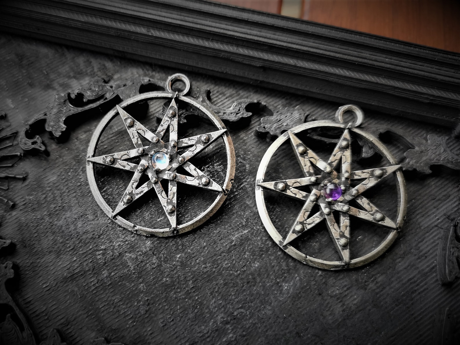 Heptagram Aka Septagram With a Gemstone of Your Choice aka - Etsy