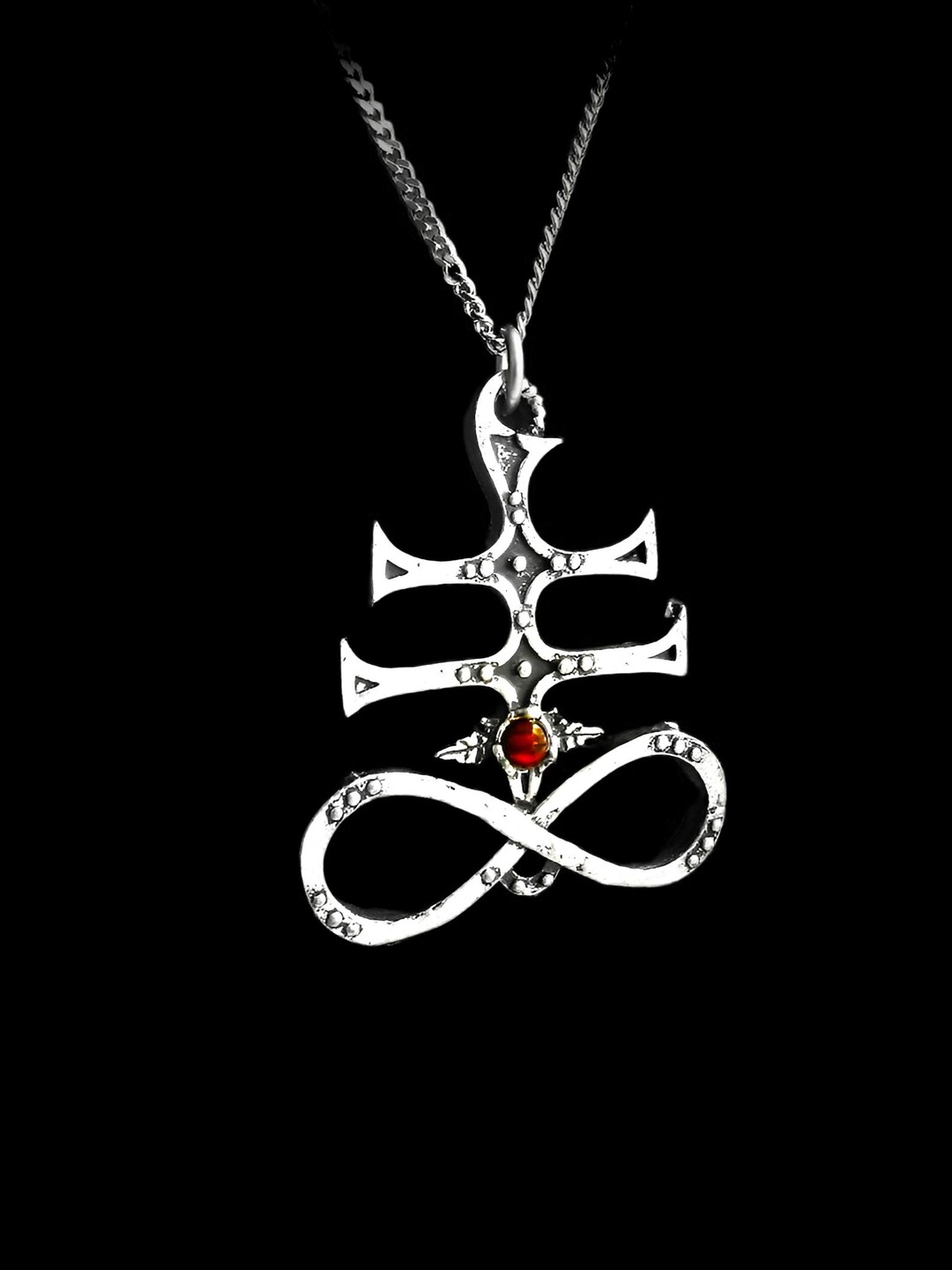 Leviathan Cross Necklace With Custom Gemstone (aka Satanic Cross, Aka ...