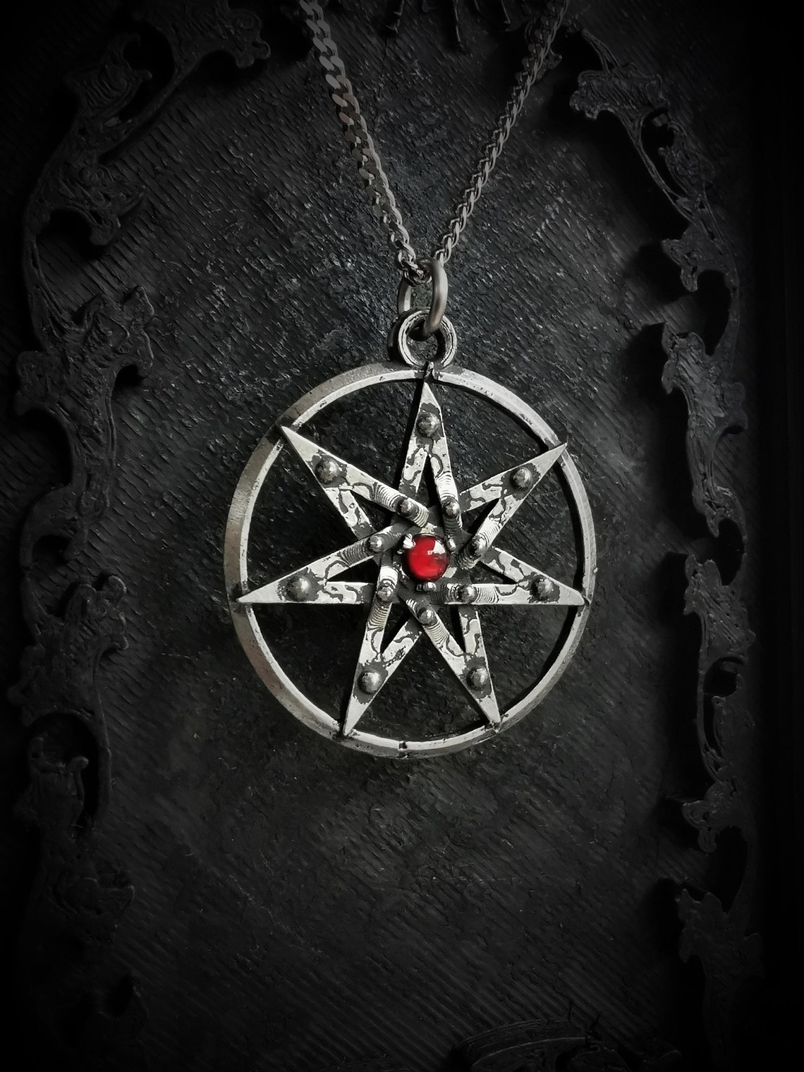 Heptagram Aka Septagram With a Gemstone of Your Choice aka - Etsy
