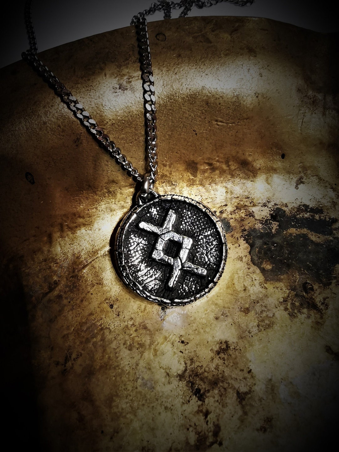 Ingwaz Rune Pendant With Cracked Antique Finish - Etsy