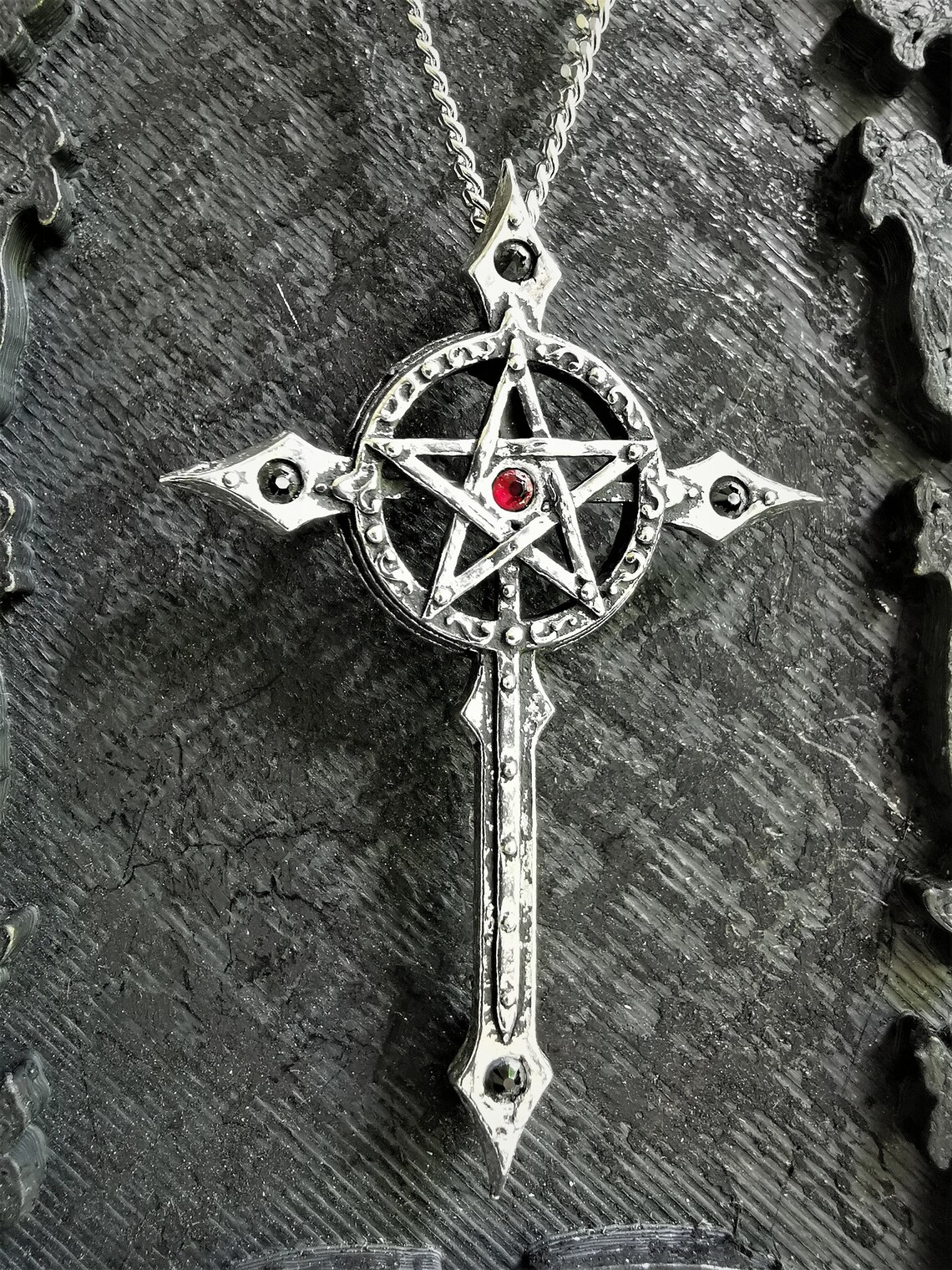 Handmade Gothic Cross With Pentagram Available as an Inverted - Etsy
