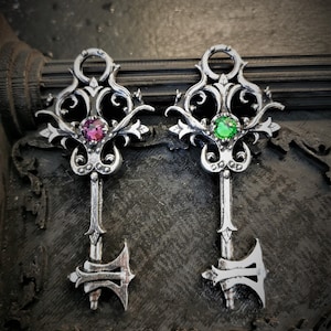 Gothic Key Pendant With Swarovski Crystal - Etsy