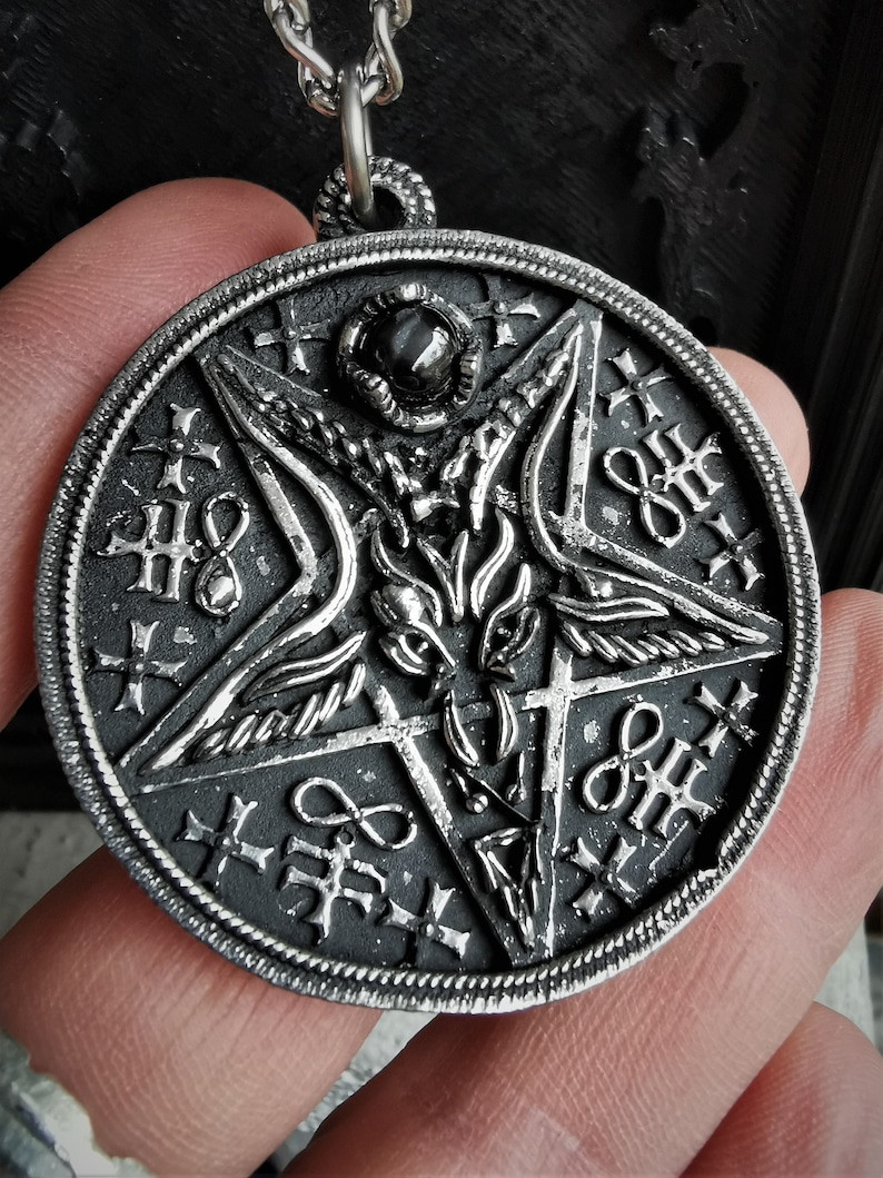 Large Baphomet Necklace With Satanic Crosses | Etsy