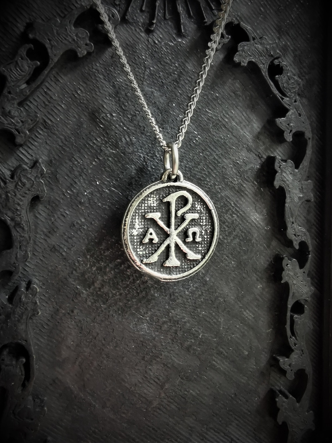 Chi Rho Pendant With Antique Finish - Etsy