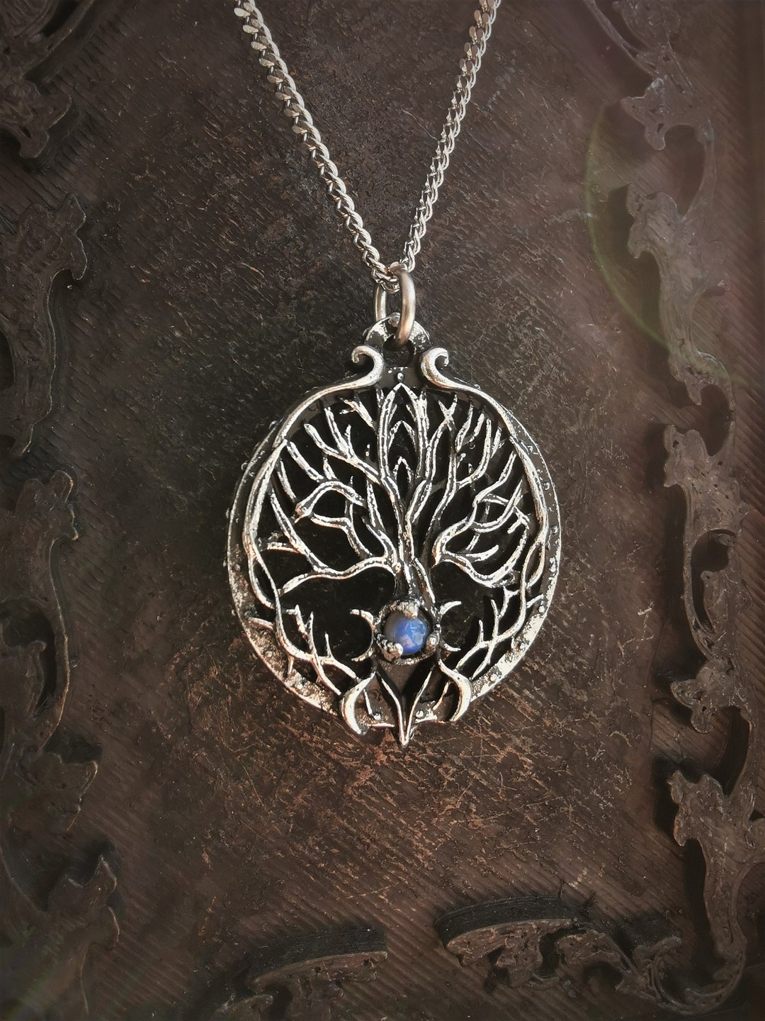 Nethereal Wiccan Tree of Life Necklace With Triple Moon and Custom ...