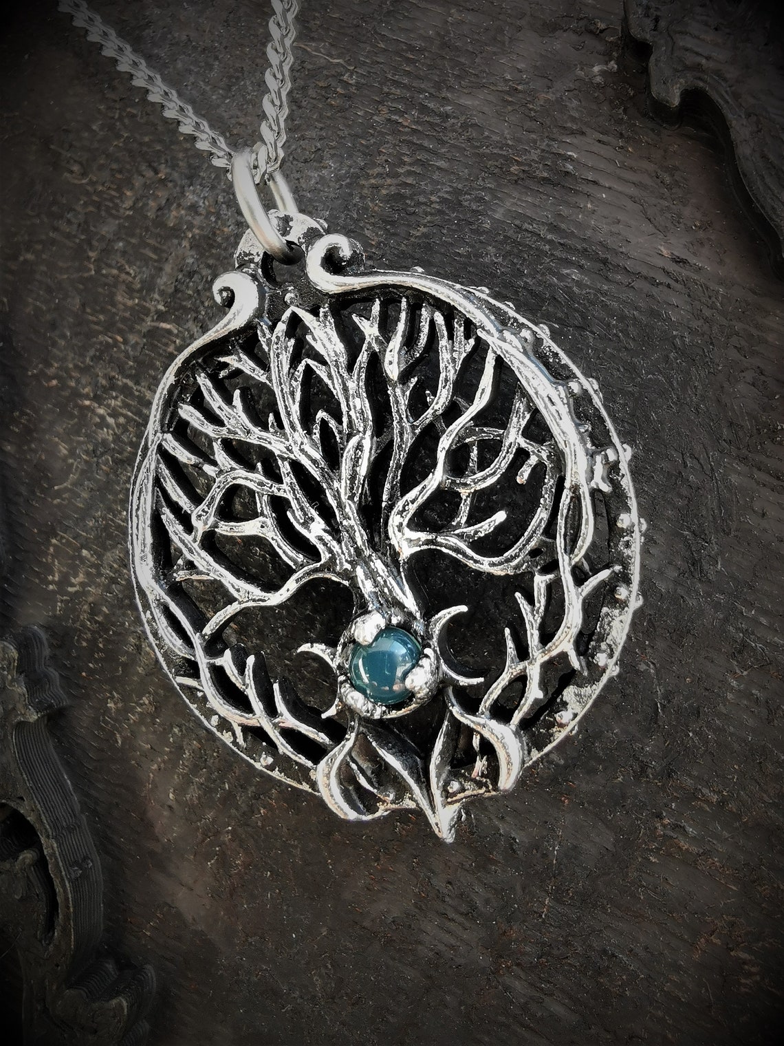 Nethereal Wiccan Tree of Life Necklace With Triple Moon and Custom ...