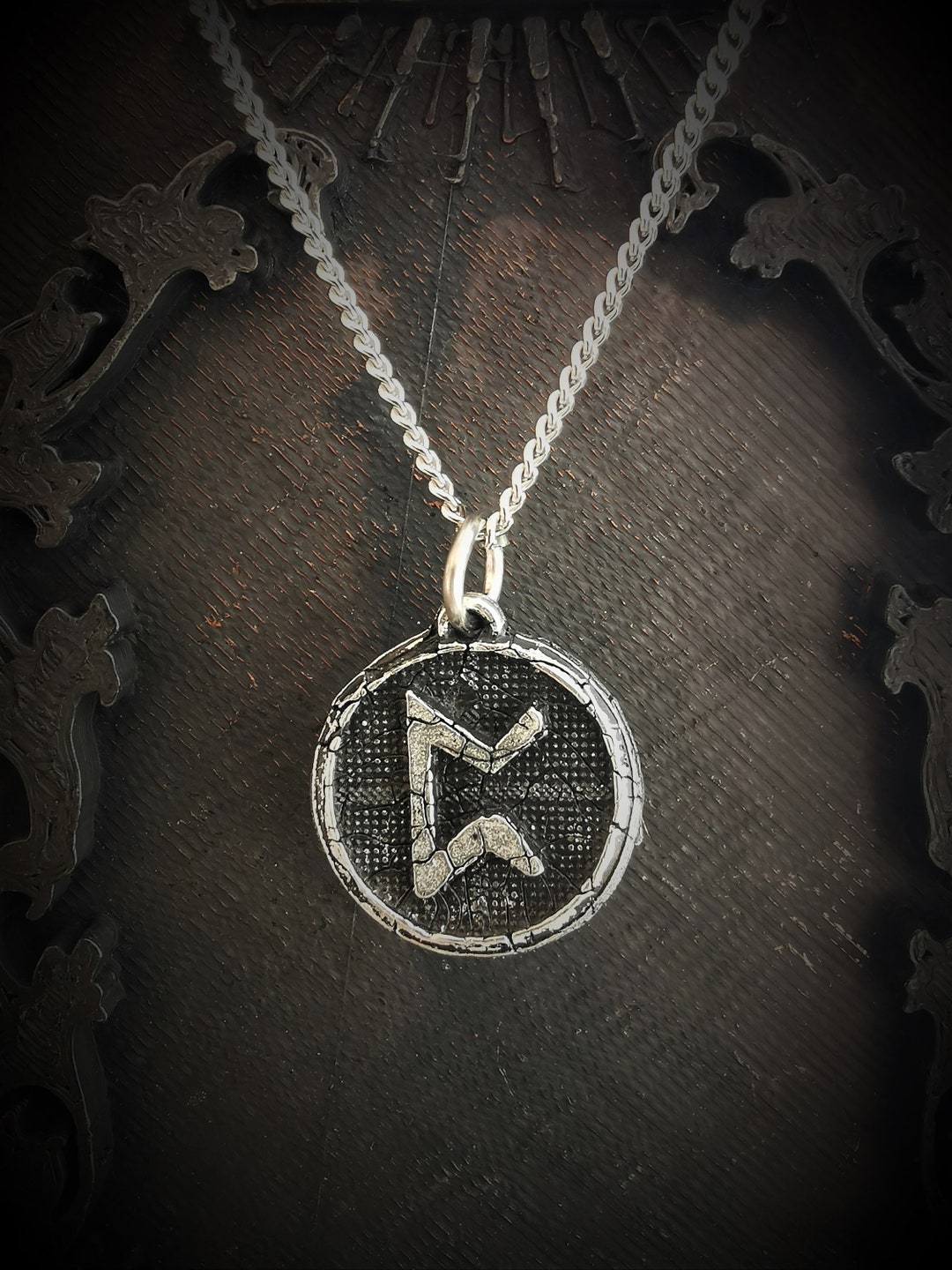 Pertho Rune Pendant With Cracked Antique Finish - Etsy
