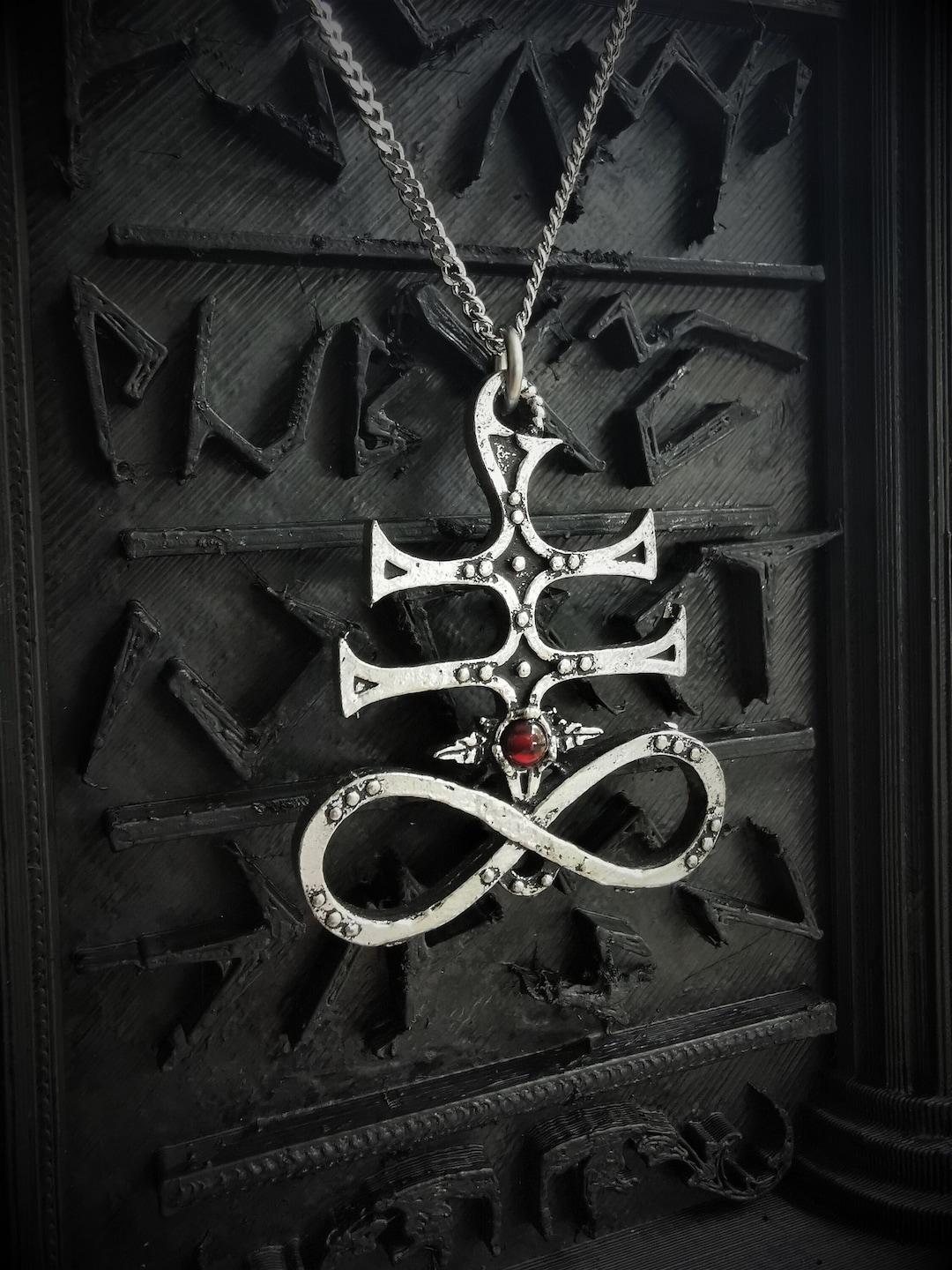 Leviathan Cross Necklace With Custom Gemstone (aka Satanic Cross, Aka ...